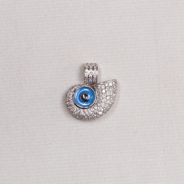 Vintage White Gold Turkish / Evil Eye Charm Pendant with Diamonds - felt