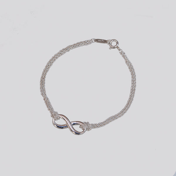 Vintage Sterling Silver Infinity Chain Bracelet - felt