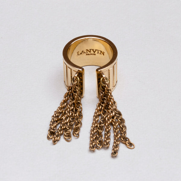 Vintage Lanvin Chain Fringe Ring - felt