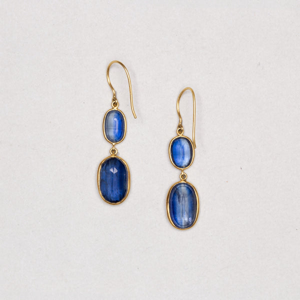Vintage Pippa Small Double Drop Earrings with Sapphires - felt