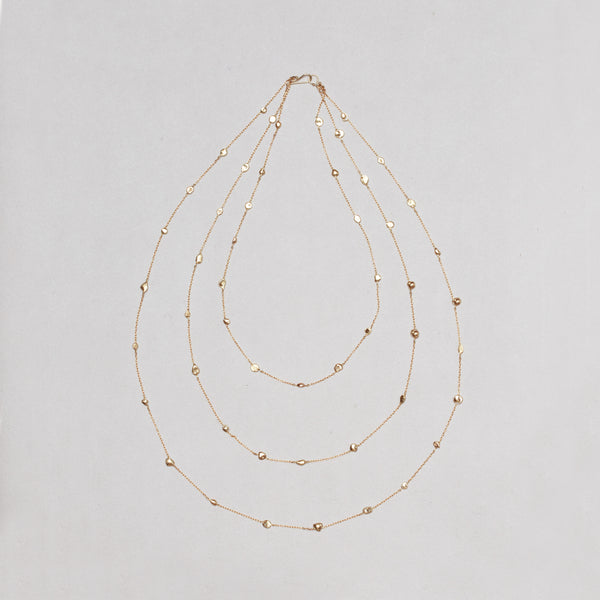 Vintage Triple-Strand Gold Nuggets Necklace - felt