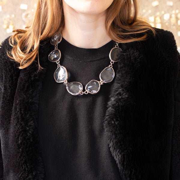 Vintage Glass and Silver Necklace “Sassi” - felt