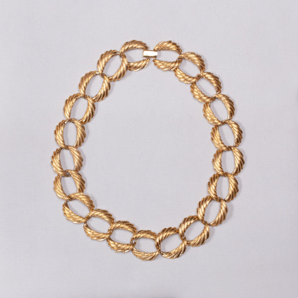 Vintage Textured Gold Chain Necklace - felt