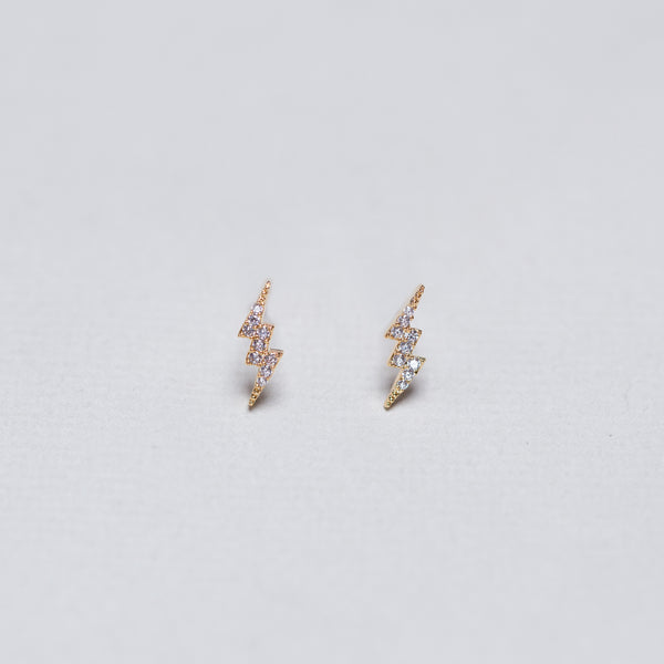Lightning Bolt Stud Earrings with Cubic Zirconia - felt