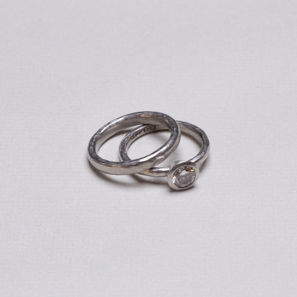 Pinched Platinum Diamond Ring - felt
