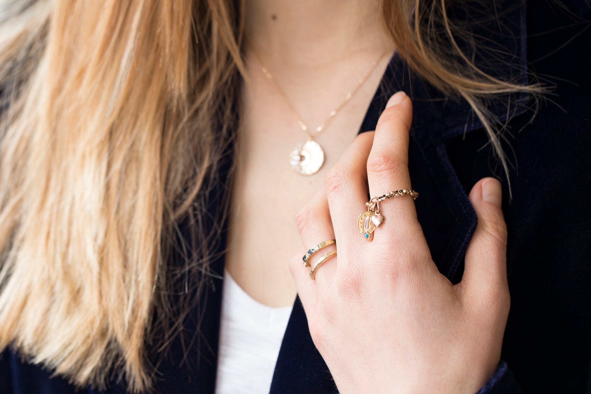 Vintage Charm Chain Ring - felt