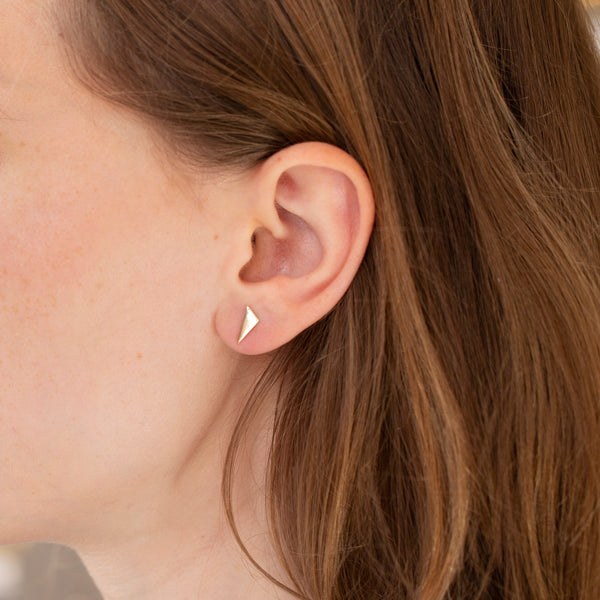 9ct Gold Triangle Studs - felt