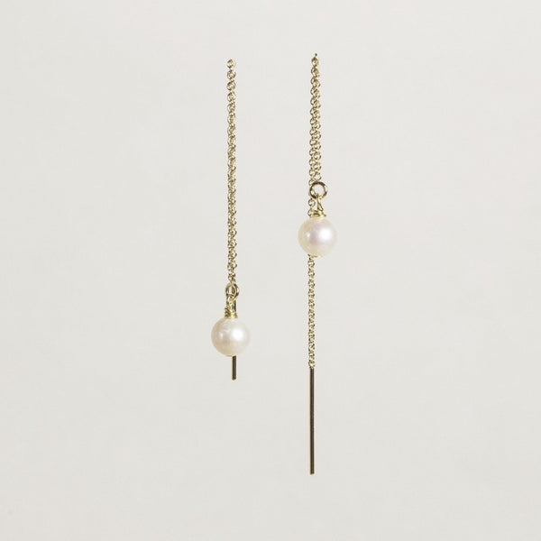 Thread-through Gold Plated Pearl Earrings - felt